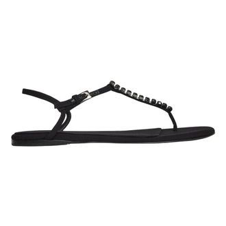 PARIS TEXAS Femme, Chaussures, Noir, Taille: 39 EU Sandales Plates en Cr&ecirc;pe Satin