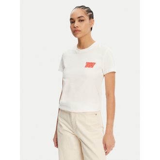 Tommy Jeans T-Shirt Bubble DW0DW21338 Wei&szlig; Regular Fit
