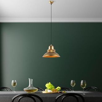 Opviq Elegant Gold Chandelier, Adjustable Height 34-123 cm, Metal Body &Oslash;34 cm, 1 x E27 Max 40W, Stylish Lighting for Modern Home D&eacute;cor, IP20 Rated