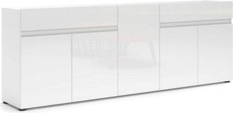 Dmora Buffet Elenia, 3 étagères, 2 tiroirs Made in Italy, 38x225x79h cm Blanc