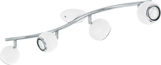 Eglo LED Deckenlampe Bimeda, 4 flammige Deckenleuchte, Deckenstrahler aus Metall in Wei&szlig; und Chrom, Wohnzimmerlampe, Spots inkl. GU10 Leuchtmittel, warmwei