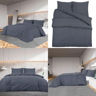 vidaXL Bettw&auml;sche-Set Anthrazit 260x240 cm Baumwolle - Bettenw&auml;sche - Baumwollbettw&auml;sche - Anthrazit Bettw&auml;sche - Doppelbett Bettw&auml;sche - Zimmer Dekoration
