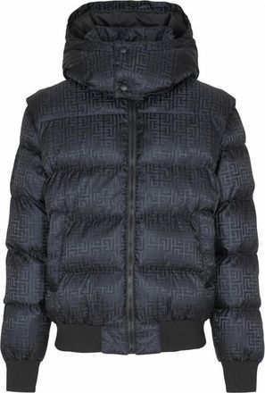 Balmain Cropped Monogram Jacquard Padded Jacket - - Jackets - Herren - Schwarzk - 3XL