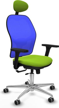 Piqueras y Crespo Ergonomischer Computerstuhl mit 3D-Armen, h&ouml;henverstellbarer Lendenwirbelst&uuml;tze und festem Kopfteil, ausgestattet mit Syncro/Traslack und injiziertem 