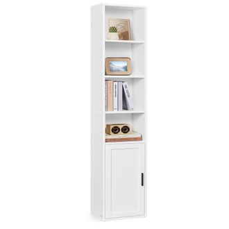 Vasagle Custos Collection - Bücherregal, 6-stöckiges hohes Regal, Standregal mit Tür, offenes Aufbewahrungsregal, 24 x 31,8 x 175 cm, für Wohnzimmer, Homeoffi