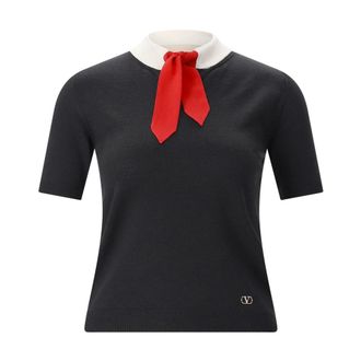 Valentino Pullover mit Rollkragen und kurzen &Auml;rmeln - - Knitwear - Damen - Schwarzk - S