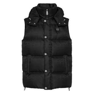 Philipp Plein Down Jacket Vest Monogram - - Jackets - Herren - Schwarzk - 3XL