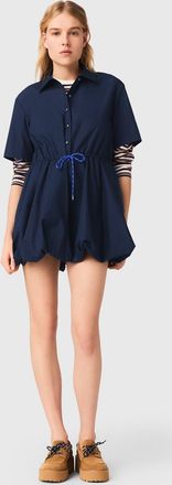 Maje Kurz&auml;rmeliges Baumwoll-ballonkleid - Marineblau - Maje