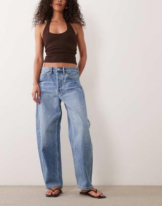 Good American Jean bouffant - Bleu moyen d&eacute;lav&eacute;