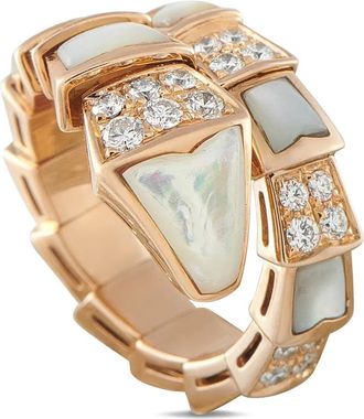 Bulgari Serpenti Viper Ring mit Diamant und Perlmutt - Gold
