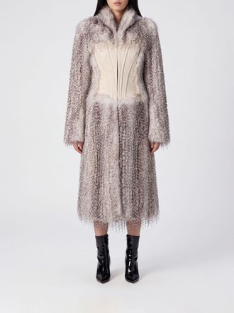 Elisabetta Franchi Manteau long en fausse fourrure avec col montant