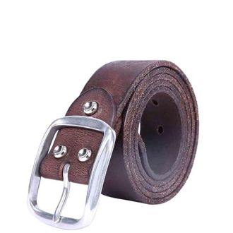 Generic Ceinture vintage en cuir v&eacute;ritable pour homme avec boucle en acier inoxydable et cuir &eacute;pais, Caf&eacute; noir, 130 cm