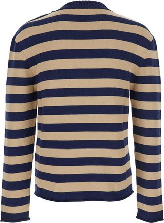 Balmain Striped Logo Sweater - Navy