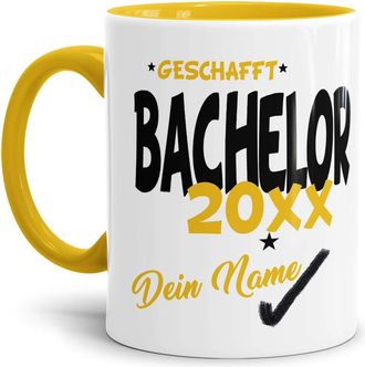 Tassendruck Bachelor-Tasse Geschafft Bachelor 20XX - Selbst gestalten mit Jahr und Name zum bestandenen Bachelor/Abschluss/Lernen/Prüfung/personalisierte Geschenk