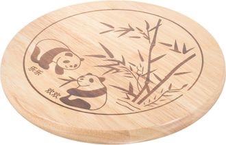 DOITOOL Runder Holz Ersatzsitz f&uuml;r Barhocker mit Panda Muster &Oslash; 25cm Stabiler Holzhocker Sitz f&uuml;r Restaurant B&uuml;ro und Zuhause