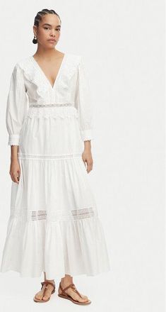 Luisa Spagnoli Sommerkleid Processo 543230 Wei&szlig; Regular Fit