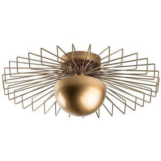 Vente-Unique Plafonnier filaire en m&eacute;tal - Dor&eacute; - H. 24 x D. 60 cm - ZYMA