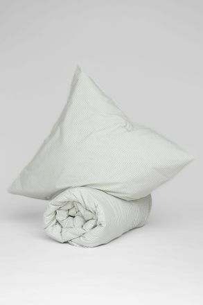 Mela unisex vegan Bettw&auml;scheset Majuli Thymian/Naturwei&Atilde;Y Gestreift