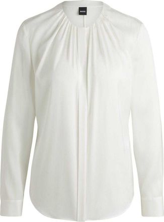 HUGO BOSS Bluse f&uuml;r Damen, Seide, Regul&auml;r, Lang&auml;rmlig (Wei&szlig;)