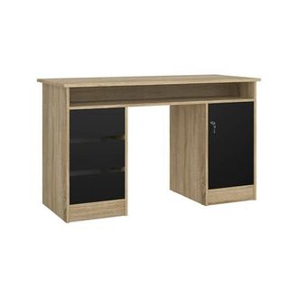 Dmora Schreibtisch Carine, Mehrzweckschreibtisch, B&uuml;rotisch f&uuml;r PC, Eckschreibtisch, 126x55 h76 cm, Eiche und Schwarz