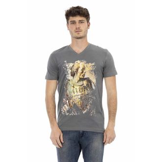 Trussardi Kurzarm V-Ausschnitt T-Shirt - - Tops - Herren - Grau - L