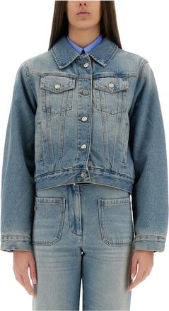 Victoria Beckham Femme, Vestes, Bleu, Taille: 36 FR Padded Denim Jacket