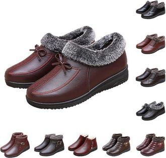 Generic Chaussures dhiver pour femme - Doubl&eacute;es - Chaudes - En cuir - Antid&eacute;rapantes - L&eacute;g&egrave;res - Avec fourrure - Pour lautomne, 6 Vin, 39 EU