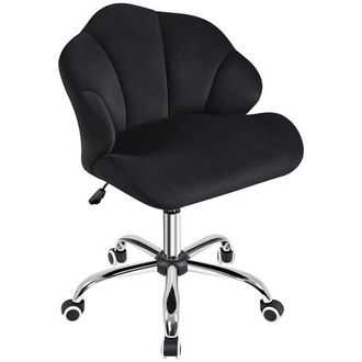 Yaheetech Homeoffice Stuhl, Schminkstuhl, Schreibtischstuhl höhenverstellbar Drehstuhl, Bürosessel in Muschelform, Bürostuhl mit Rollen, Samtstuhl bis 136 kg Be
