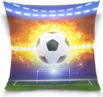 Linomo Kissenbezug 40x40 cm, Galaxis Sport Ball Fu&szlig;ball Feld Dekorative Kissenbezug Kissenh&uuml;lle f&uuml;r Couch Sofa Bett Hause