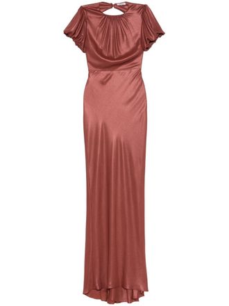 Parlor robe longue à dos ouvert - Marron