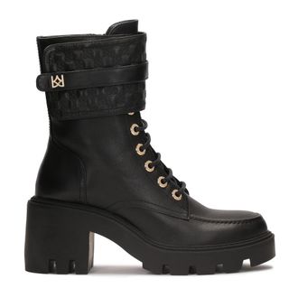 Kazar Schwarze Blockzehenstiefel mit monogrammiertem Umschlag - - Shoes - Damen - Schwarzk - 38 EU