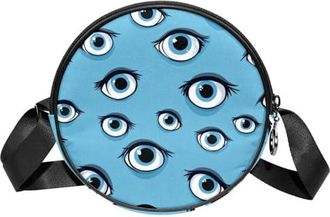 Generic Sac &agrave; bandouli&egrave;re rond pour femme, motif yeux flous, petit sac &agrave; bandouli&egrave;re avec fermeture &eacute;clair, bretelles r&eacute;glables, sac &agrave; main rond d&eacute;contract&eacute; p