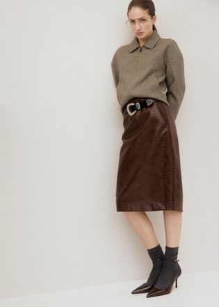 Mango Reverskragen-Jacke mit Hahnentrittmuster mittelbraun - Damen - XS - MANGO