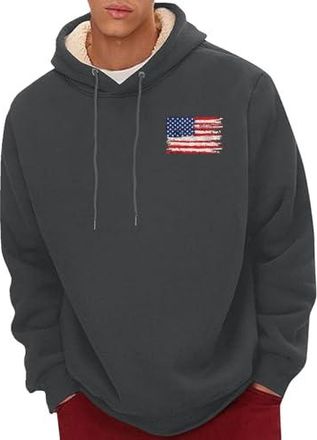 Generic Manteau à capuche en polaire pour homme - Printemps et automne hiver - Imprimé en 2D - Drapeau national rétro - Mode décontractée - Plus velours épais