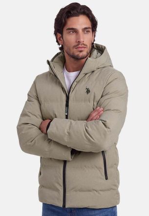 U.S.Polo Association Steppjacke USXxander - Herren Winterjacke mit Kapuze und Logo-Patch Wattierte Steppjacke mit Kapuze und praktischen Taschen