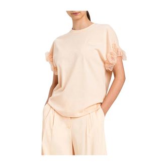 Twinset Femme, Tops, Rose, Taille: 36 FR T-shirt &agrave; col rond avec volant en tulle