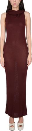 Saint Laurent Viscose Hooded Dress - Red