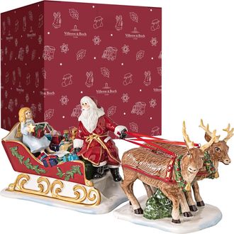 Villeroy & Boch Christmas Toys Memory Schlitten, dekorative Figur aus Hartporzellan, f&uuml;r Teelichter geeignet, bunt, 36 x 14 x 17 cm