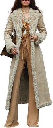 Generic Long manteau dhiver pour femme - Veste sherpa pelucheuse en daim synth&eacute;tique - Veste de cisaillement en cuir synth&eacute;tique - Trench doubl&eacute; Sherpa, abric