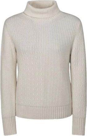 Moorer Femme, Pulls, Blanc, Taille: 36 FR Pull Aleska &agrave; col crat&egrave;re