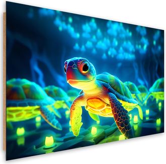 Feeby Bilder Für Kinder Schildkröte 90x60 cm 1 tlg Schlafzimmer Modern Deco Panel MDF Kunstdruck Wand Bild Wanddeko Design Wohnzimmer Büro Flur Hotel Spa Ti