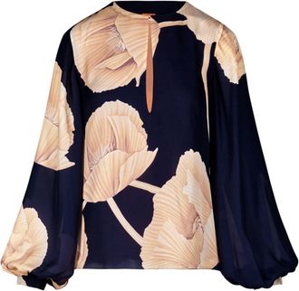 Johanna Ortiz Gotas Florales Bluse - Blau