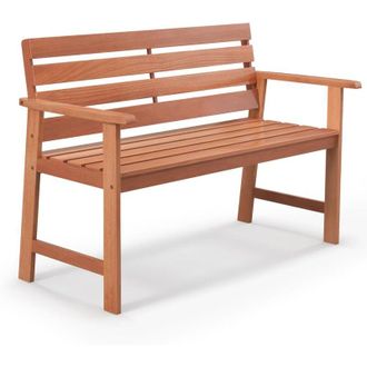 Costway Costway - Banc de Jardin en Bois Massif, Banc dExt&eacute;rieur &agrave; 2 Places avec Accoudoirs, Si&egrave;ge &agrave; Lattes pour Parc, Porche, Cour, Charge 180 kg, 120,5 x