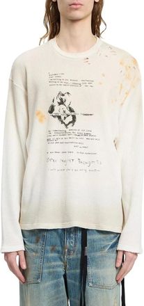 Ann Demeulemeester T-shirt boxy &agrave; manches longues Emil coupe d&eacute;contract&eacute;e - Homme - Tops - Beige - Taille: 2XL