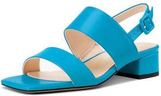 Castamere Femmes Bloc Chunky Bas Talon Heel Ouvert Carr&eacute; Bout Boucle Sandales Dress D&eacute;contract&eacute; Party Chaussures 3.5 CM Heels Bleu 42 EU