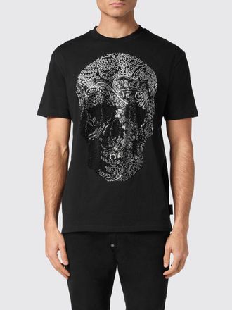 Philipp Plein T-shirt en coton avec imprim&eacute; t&ecirc;te de mort et strass
