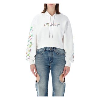 Off-white Flower Crop Hoodie - - Sweatshirts & Hoodies - Damen - Wei&szlig; - M