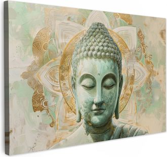 MuchoWow © Leinwandbilder Groß 120x80 cm XXL Wall Art Decoration Bilder für die Wand Schlafzimmer Deko Canvas Painting Wanddekoration Wohnzimmer Buddha - Zen -