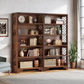 Tribesigns 6-Tier Bücherregal, 180CM Vintage hohe Bücherregal, Boden stehend 5-Regal Regal Lagerung Regale für Home Office, Wohnzimmer, Schlafzimmer (2)