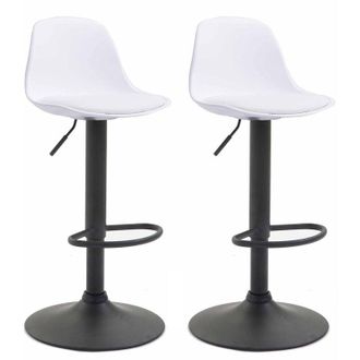 Clp Réglez 2 tabourets Kiel en polypropylène et schwarz, blanc-blanc